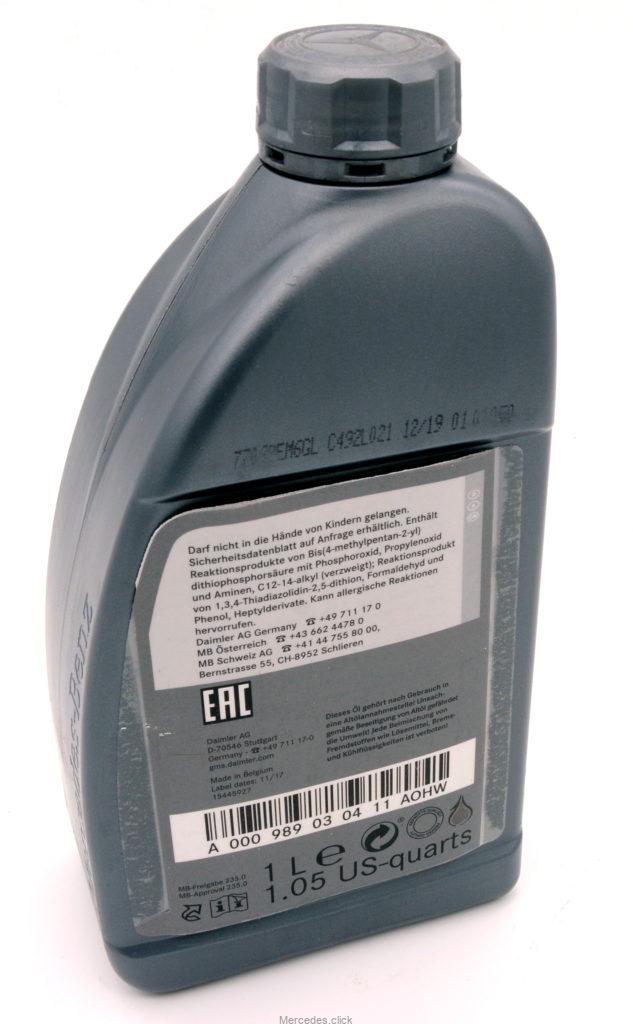 Olej przekładniowy tylnego mostu Mercedes SAE 85W-90 MB235.0 ...